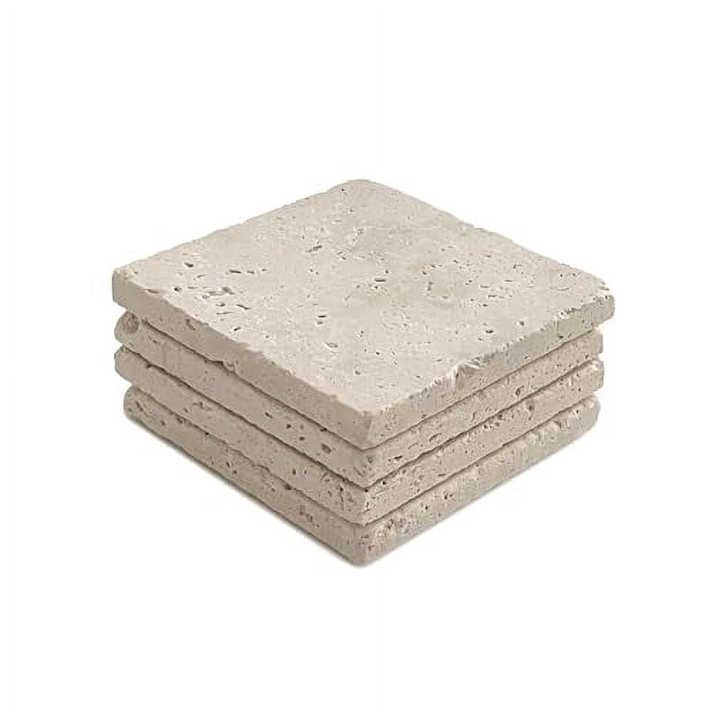 Beige 4'' X 4'' Travertine Stone Coaster Each Piece Unique Natural ...