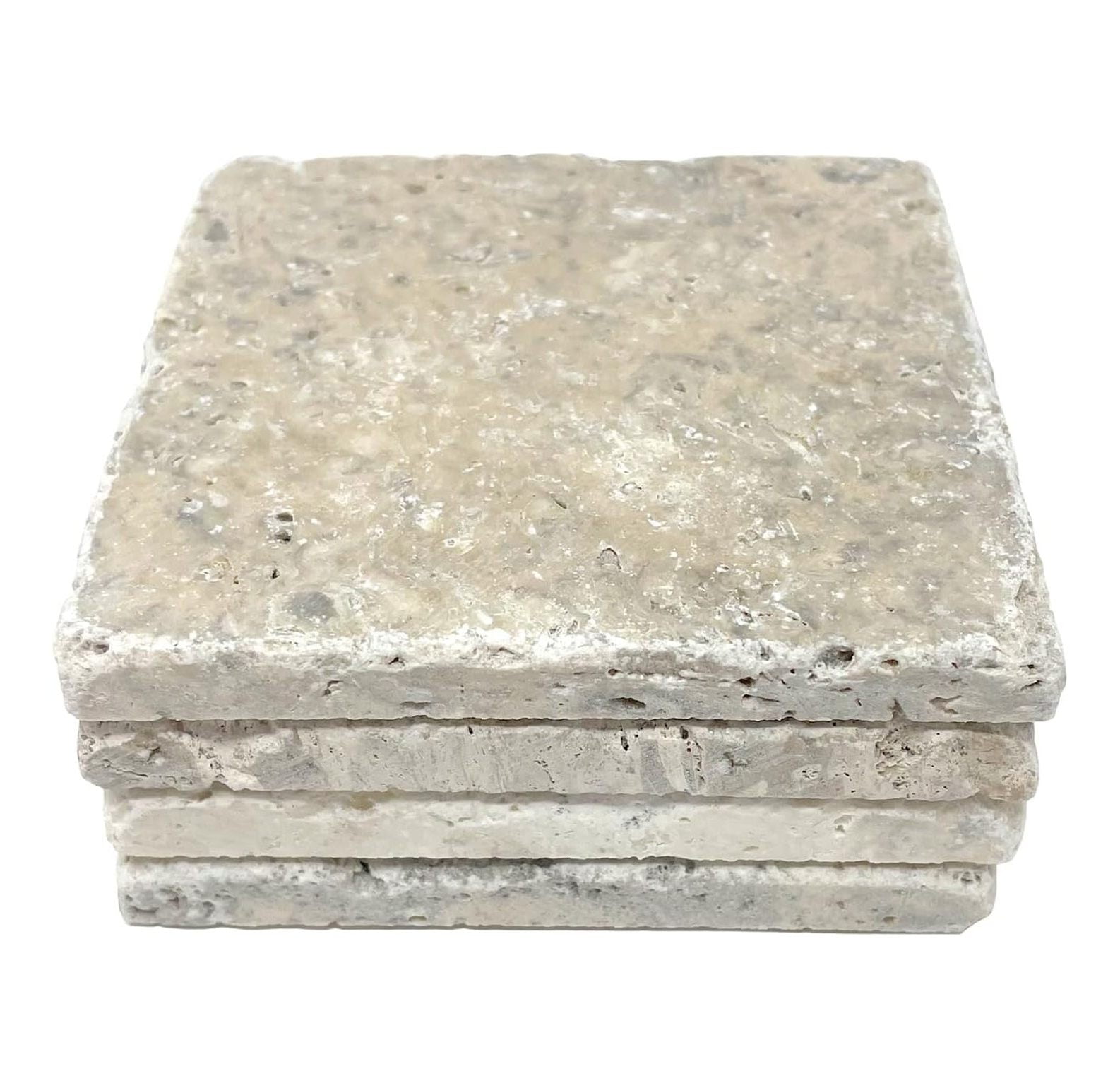 Beige 4'' X 4'' Travertine with Coasters Stone Drink Spills Coasters ...