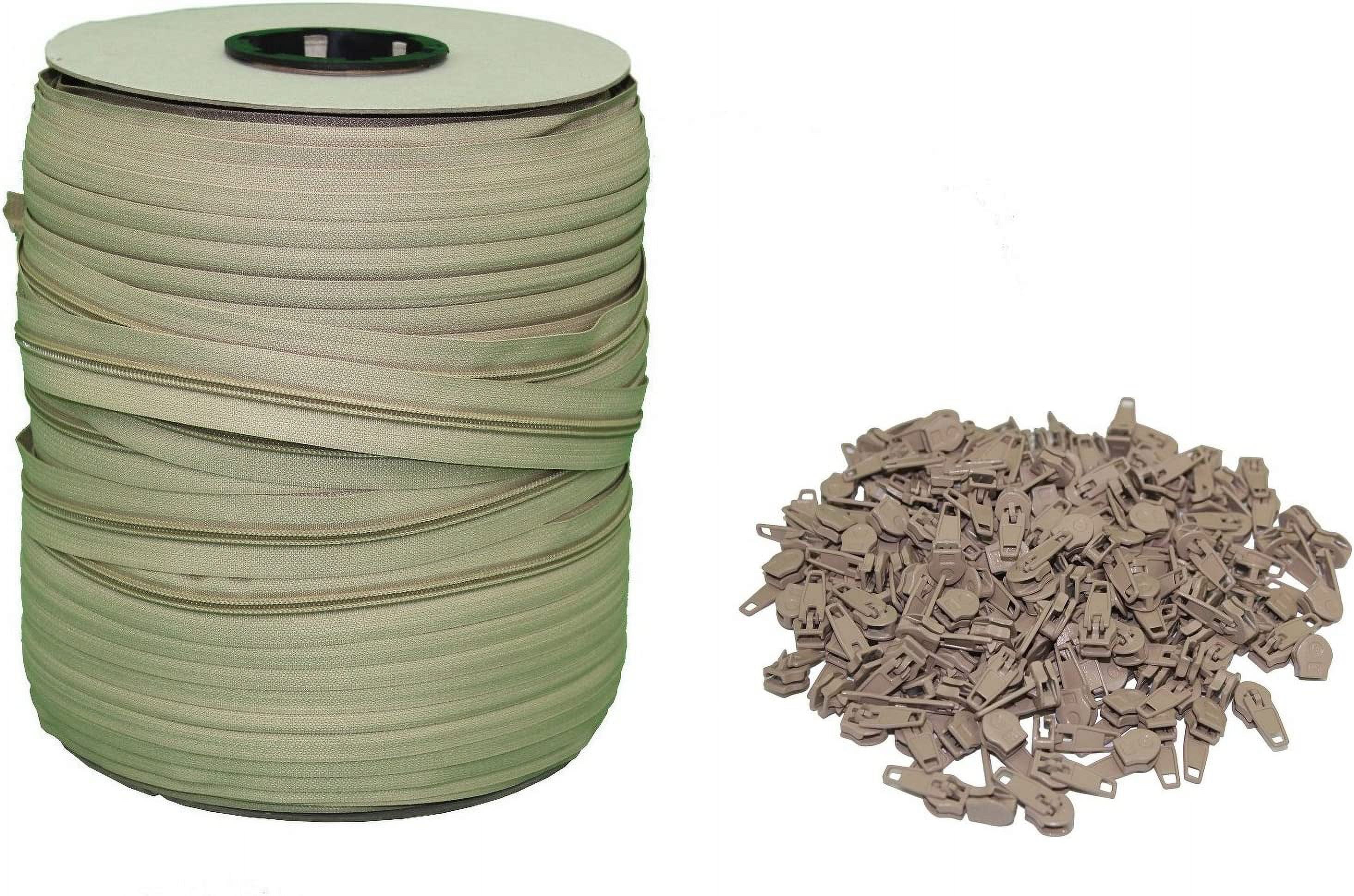 Beige #5 Zipper 250 Yards [750 Ft] Roll - Includes 200 Zipper Heads ...