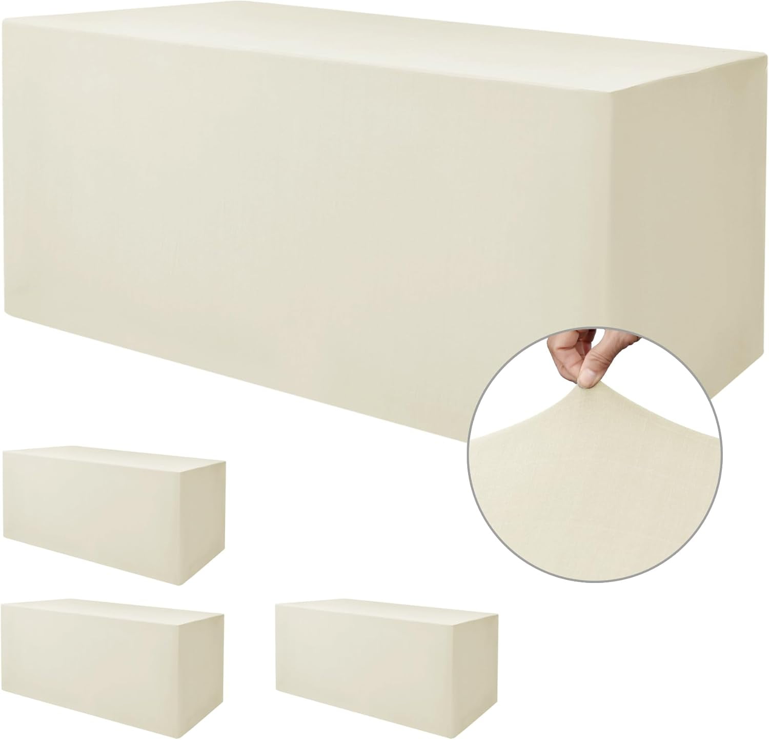 Beige for 6 Foot Rectangle Tables, 4 Pack - 72 x 30 Inch - Stretch ...