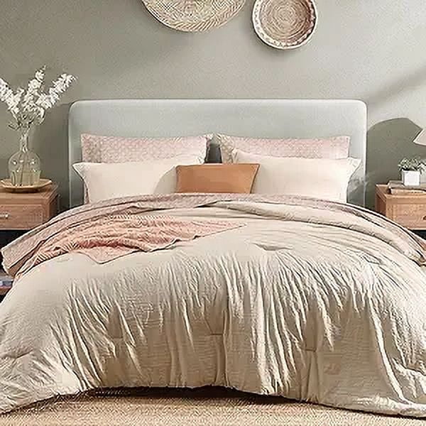 Beige 7-Piece King Size Comforter Set Prewashed All Season Down ...