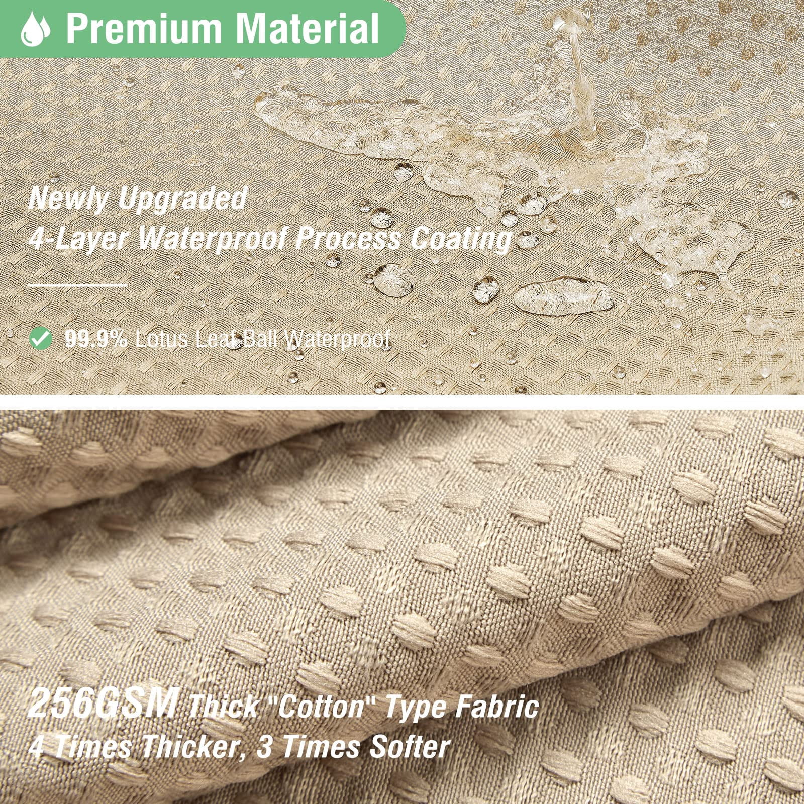 Beige 72"W x 72"L (Pack of 1) Waffle Textured Fabric Bathroom Shower ...