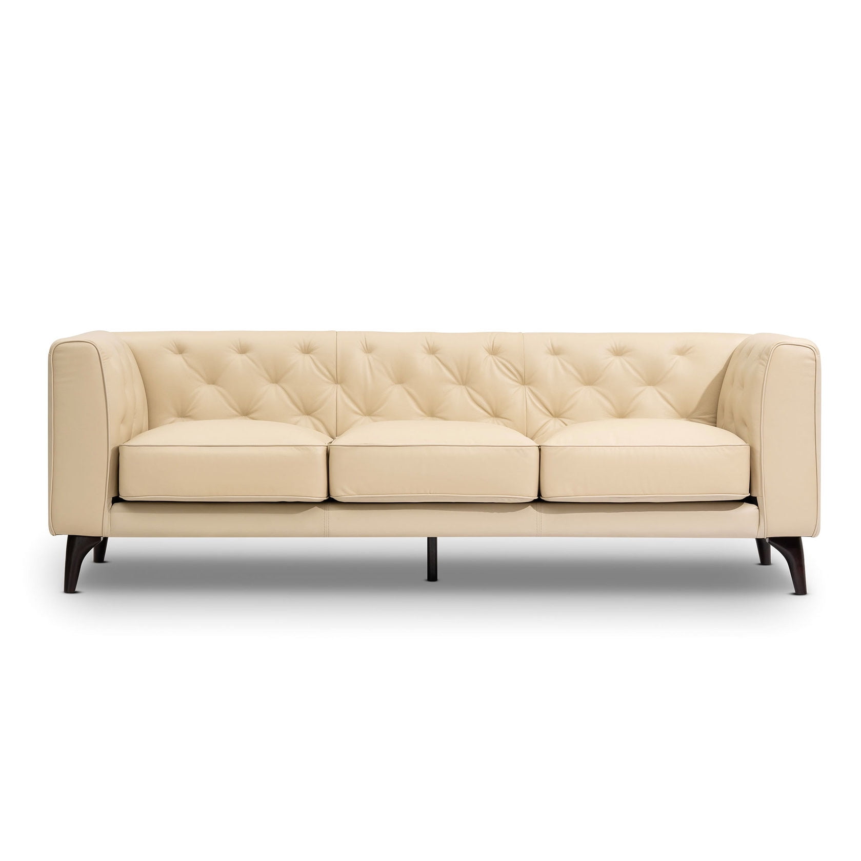 Beige 92.52 Inch Leather Sofa with Wrap-Around Design / Sleek ...