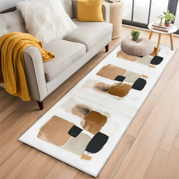Beige Abstract Art Kitchen Runner Rug 2x6 Washable Runners for Hallway ...