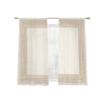 Beige Abstract Art Sheer Curtains 63 inches Long, Vintage Linen ...