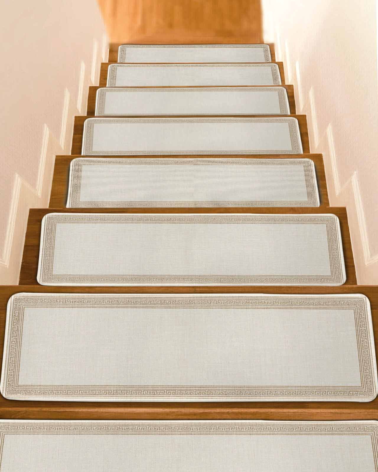 Beige Abstract Art Stair Treads Non Slip for Steps Vintage Linen ...
