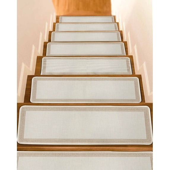 Beige Abstract Art Stair Treads Non Slip for Steps Vintage Linen ...