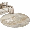Beige Abstract Round Rug 3ft Washable Circle Entryway Rugs Non Slip ...
