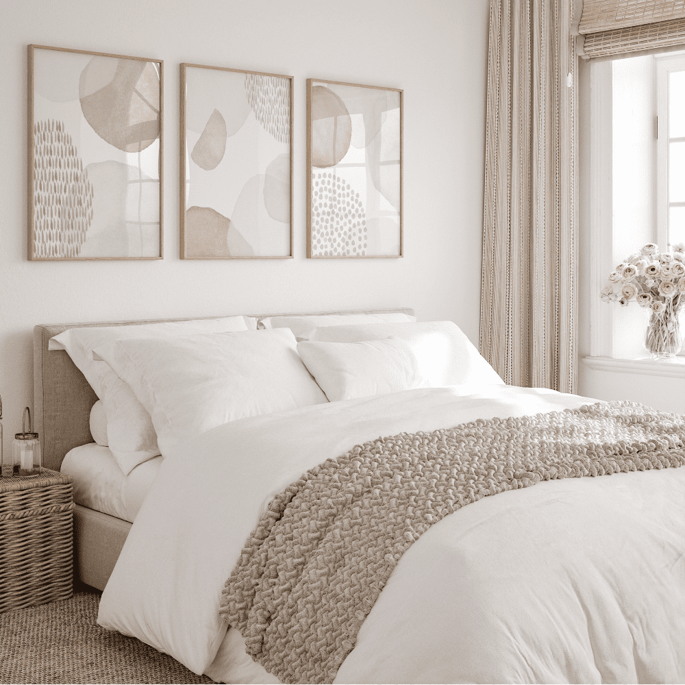 Beige Abstract Watercolor Minimalist Bedroom Living Room Poster Prints ...