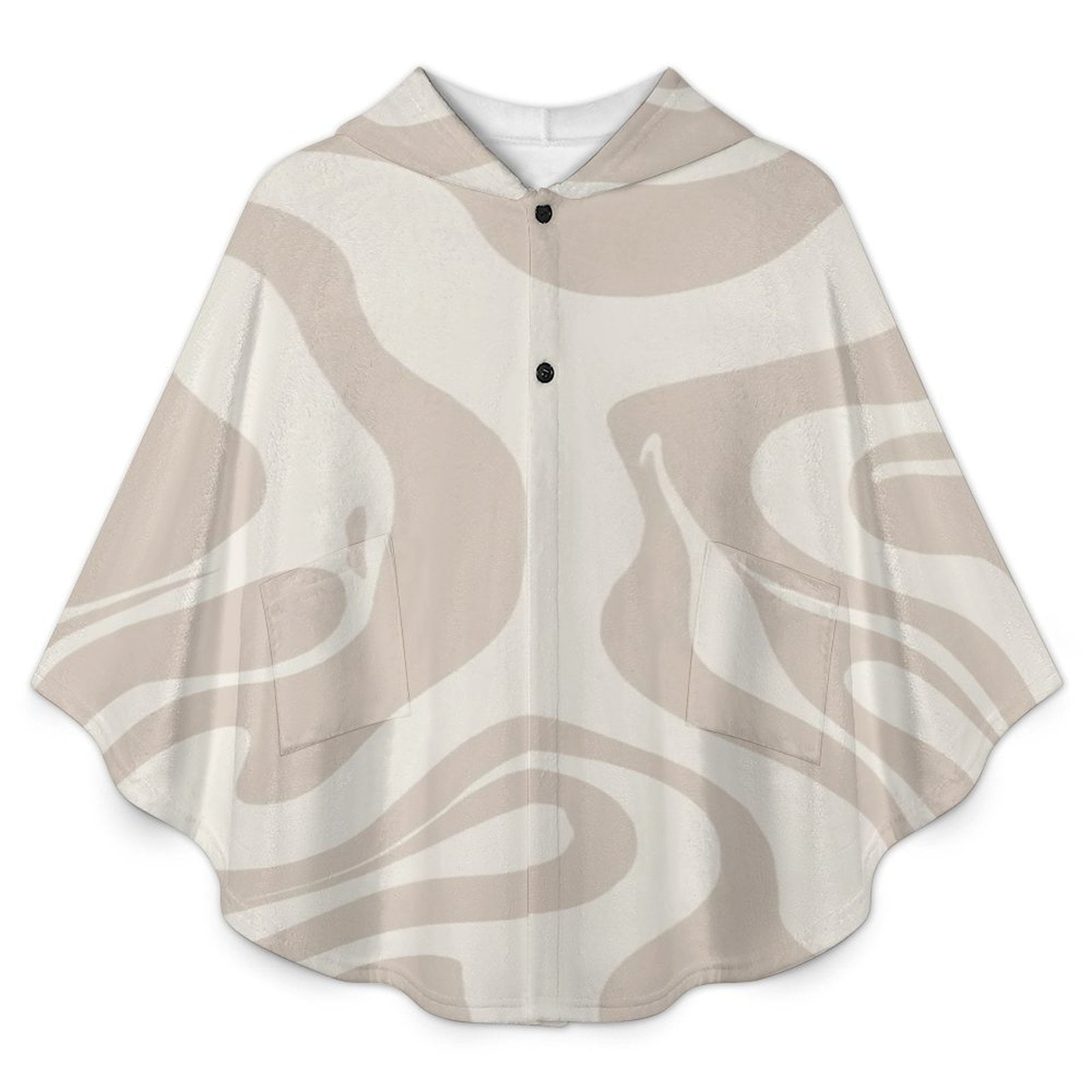 Beige Abstract Wavy Pattern Design Blanket Oversized Wearable Hooded ...