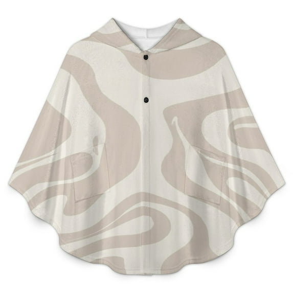 Beige Abstract Wavy Pattern Design Blanket Oversized Wearable Hooded ...