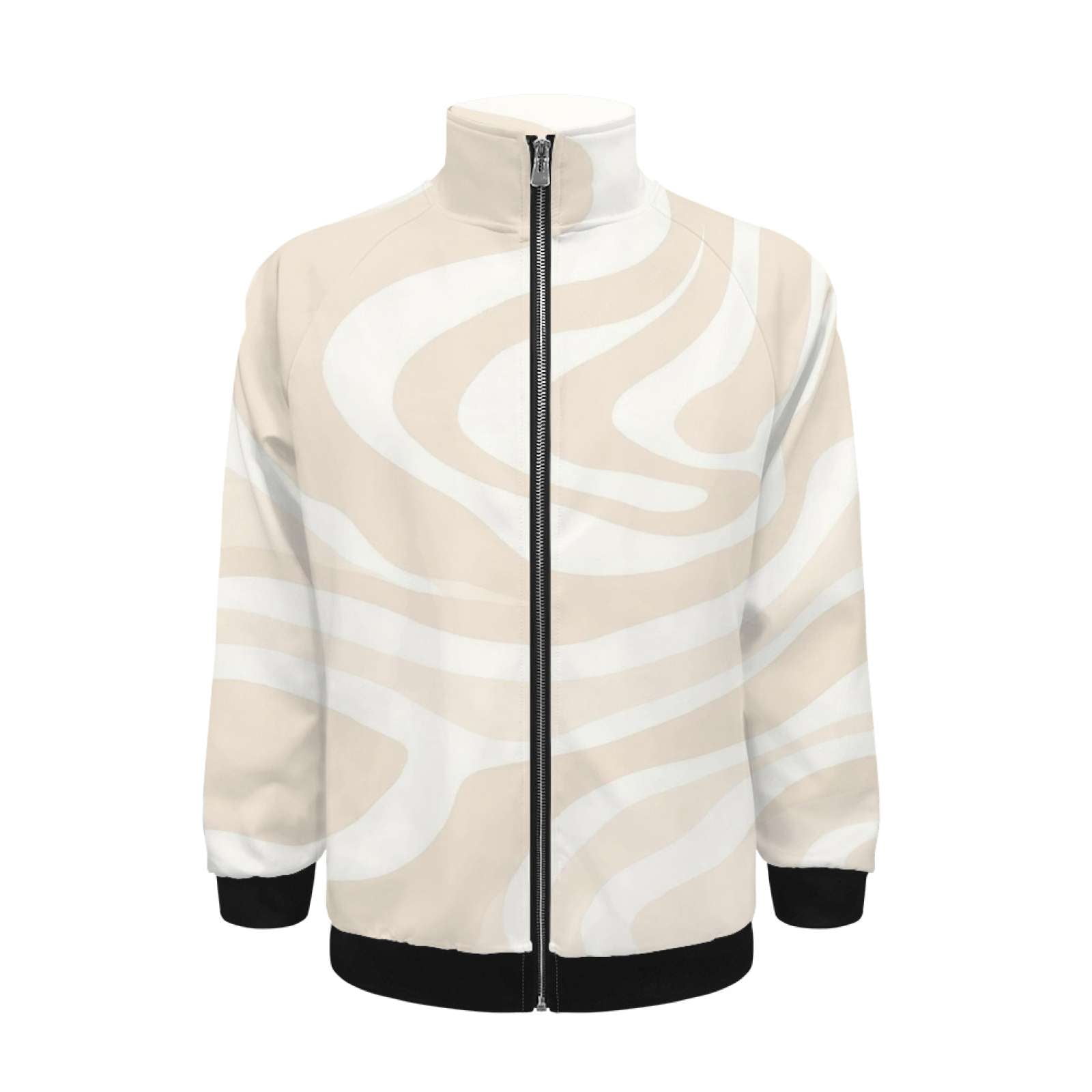 Beige Abstract Wavy Pattern Design Jacket Men's Street Cool Long ...