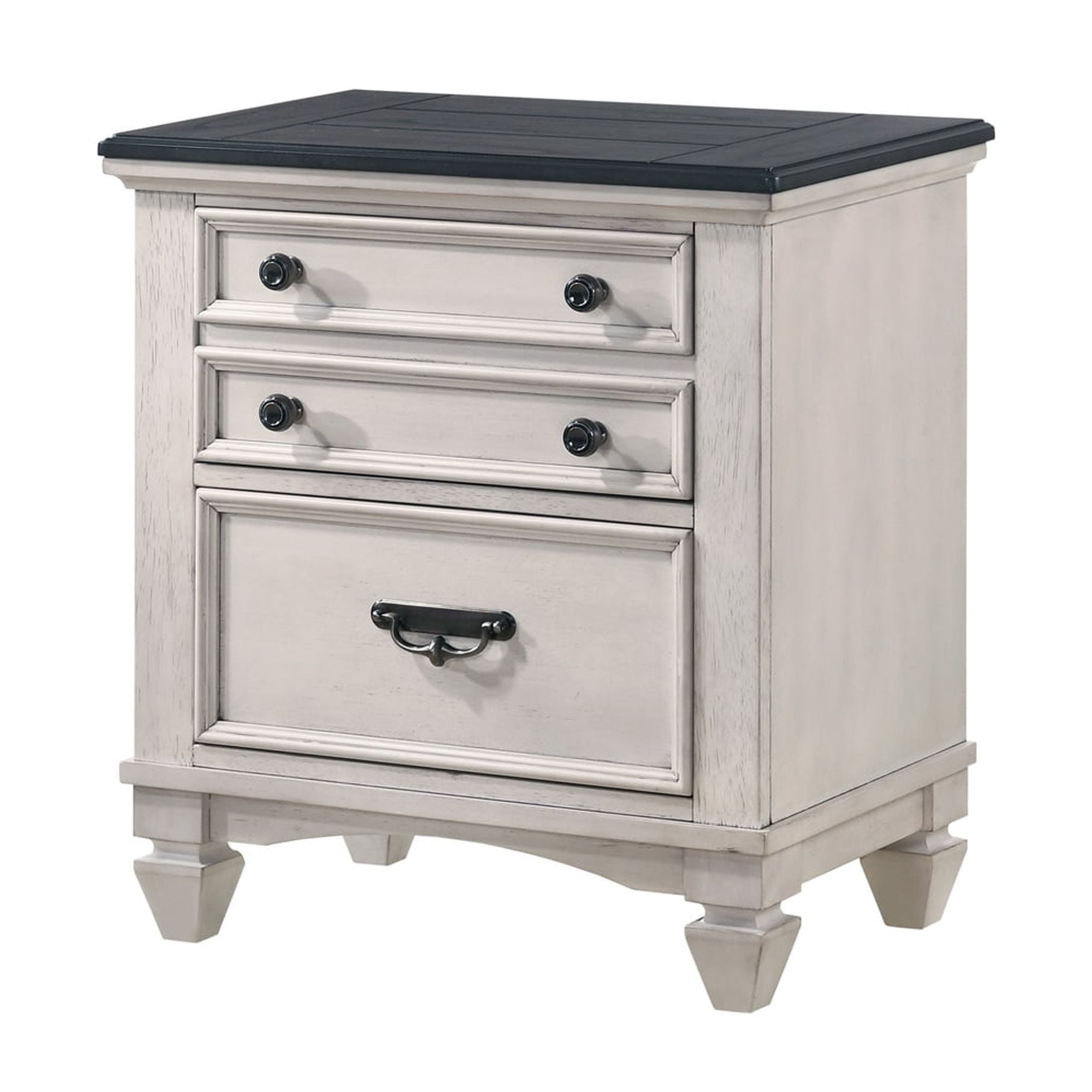 Beige Accent Nightstand - With Faux Plank And Look Side Table - Walmart.com
