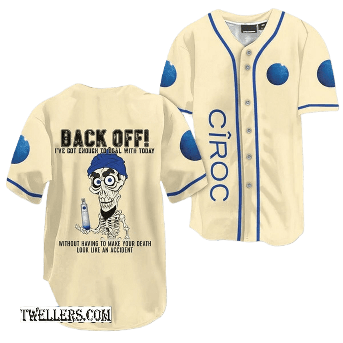 Beige Achmed Back Off With Ciroc Vodka Baseball Jersey TW344, Beer ...