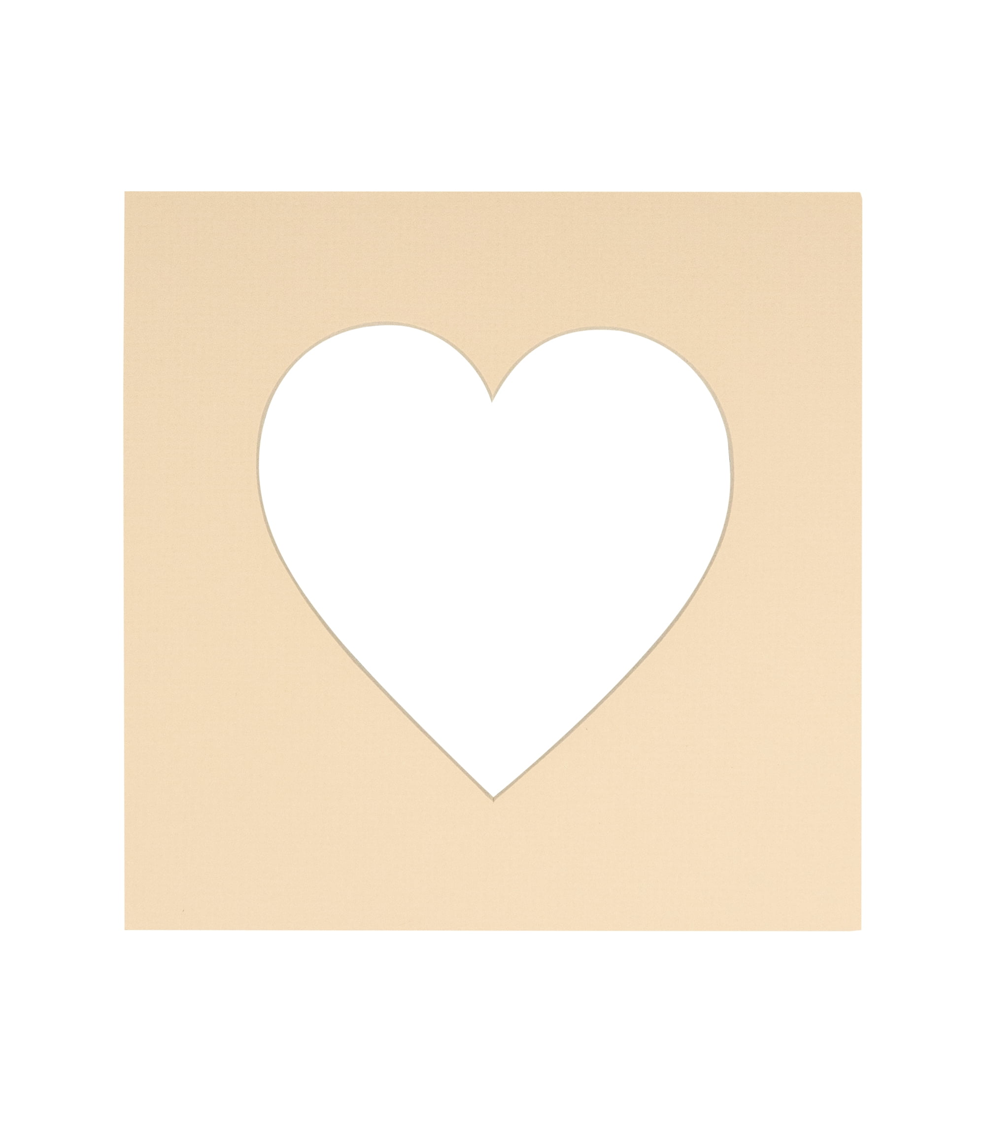 Beige Acid Free 7x7 Heart Picture Frame Mat with White Core Bevel Cut ...