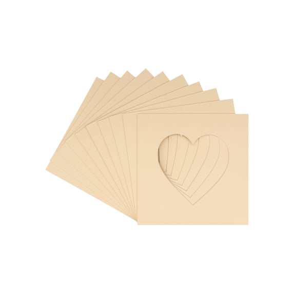 Beige Acid Free 7x7 Heart Picture Frame Mat with White Core Bevel Cut ...