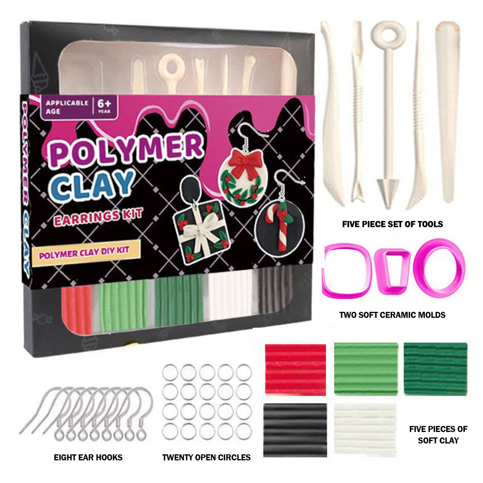 Beige Air-Dry Stone Clay Kit, Ceramic Sculpting Tools with Texture Mats ...