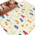 Beige Alphabet Letters Area Rug 8x10 Washable Rug Non Slip Modern Art ...