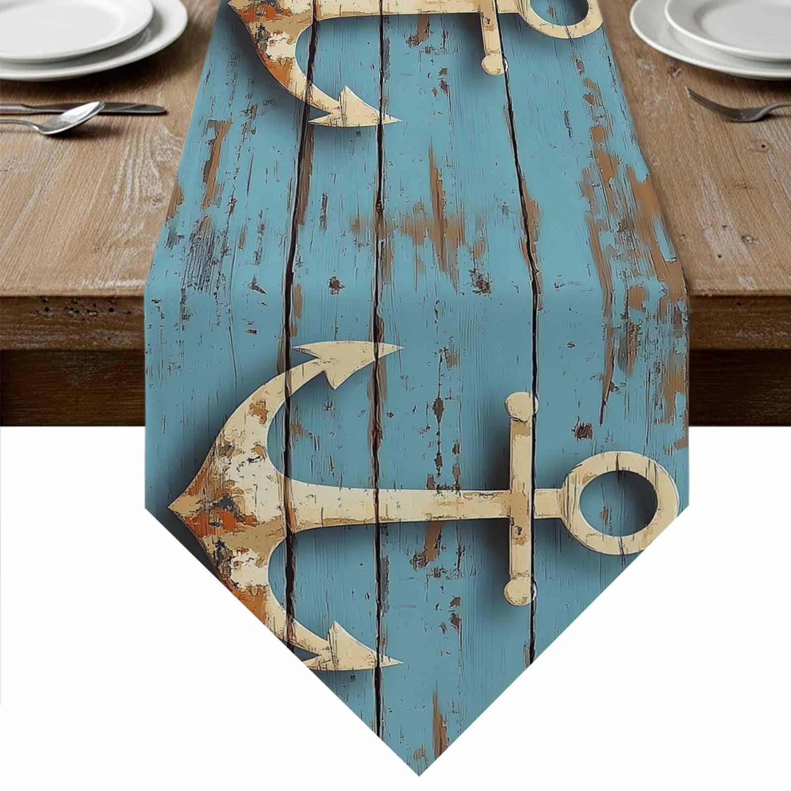 Beige Anchor Table Runner Linen Burlap Table Runner 36 Inches Small ...