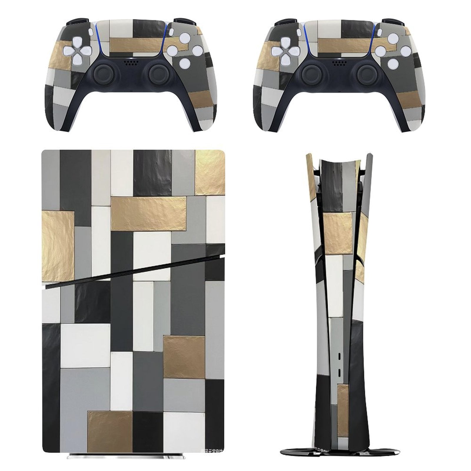 Beige And Black And Golden Squares PS5/PS5 Slim Digital Disc Skin ...