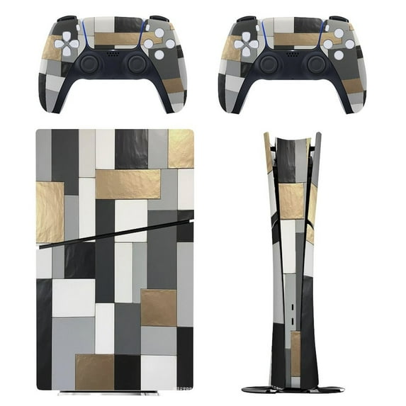 Beige And Black And Golden Squares PS5/PS5 Slim Digital Disc Skin ...