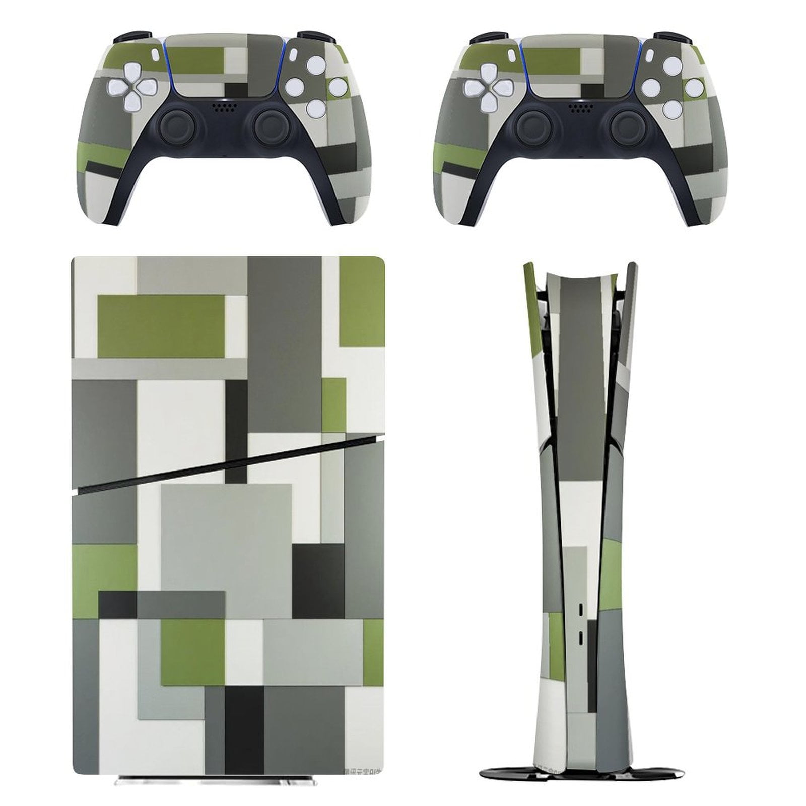 Beige And Black And Green Squares PS5/PS5 Slim Digital Disc Skin ...