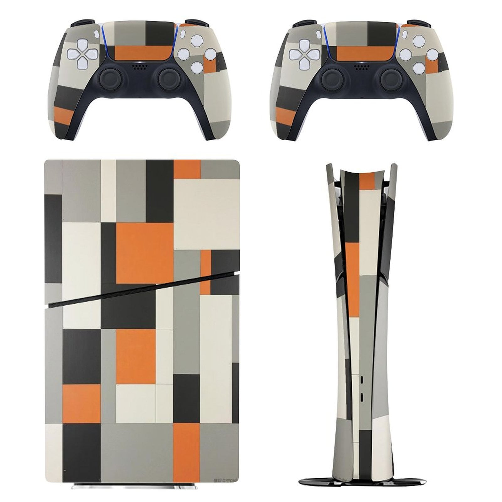 Beige And Black And Orange Squares PS5/PS5 Slim Digital Disc Skin ...