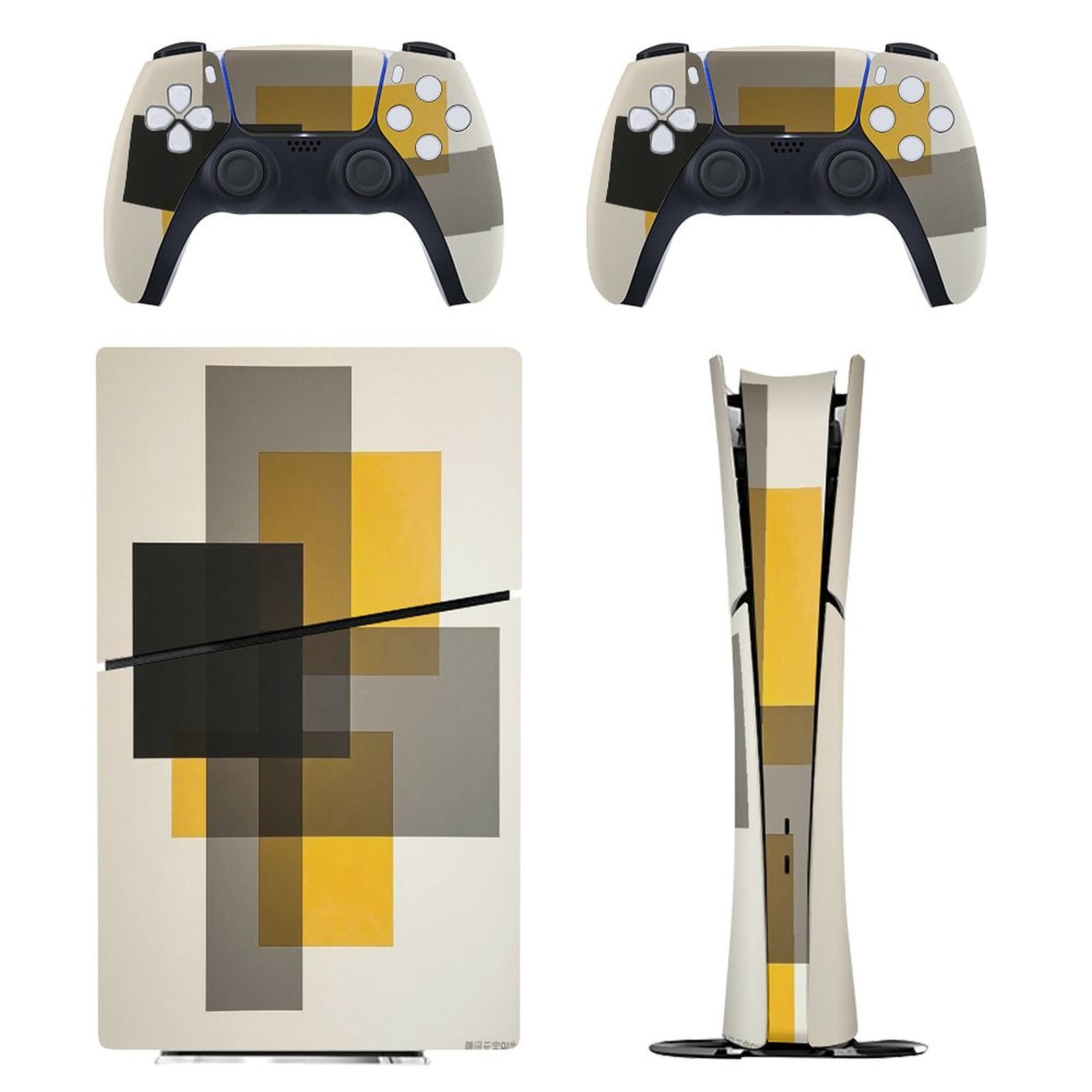 Beige And Black And Yellow Squares PS5/PS5 Slim Digital Disc Skin ...