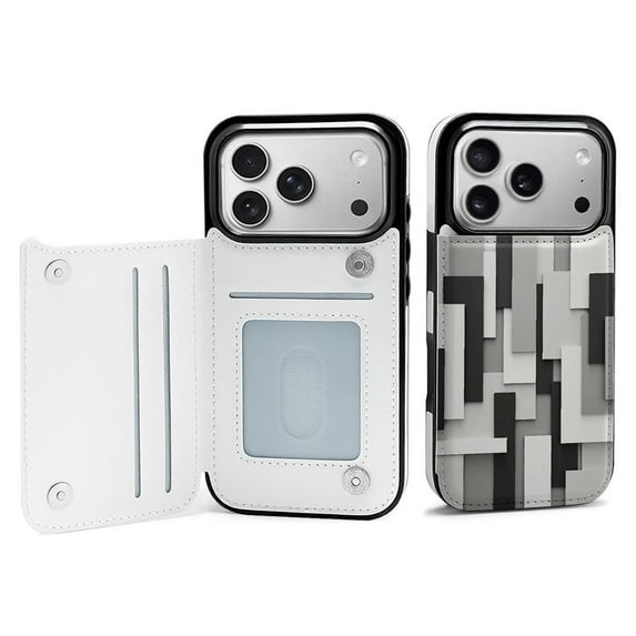 Beige And Black Leather Wallet Case for iPhone 16 Wallet Case Card ...