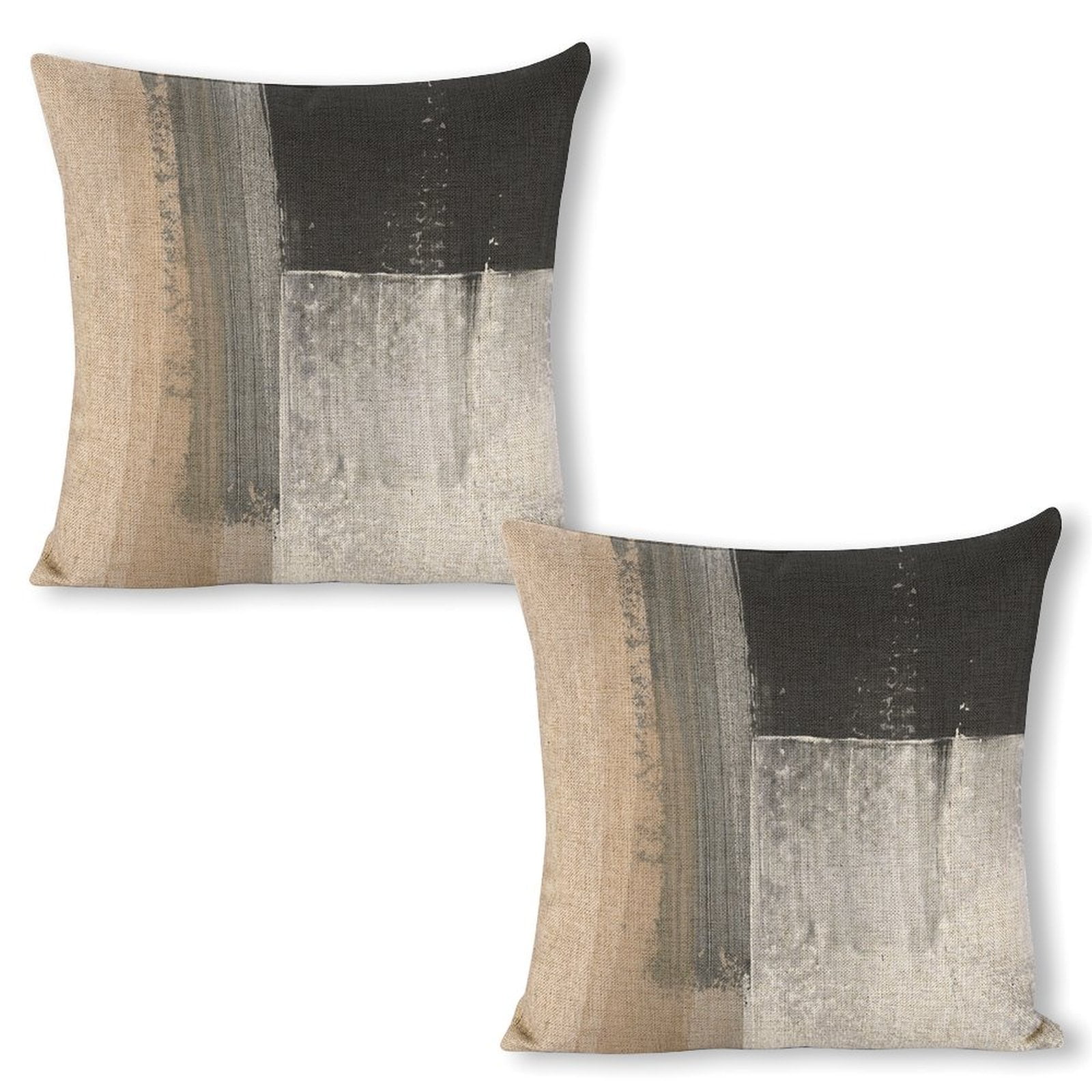 Beige And Grey Colorblock Textured Abstract Painting Throw Pillow ...