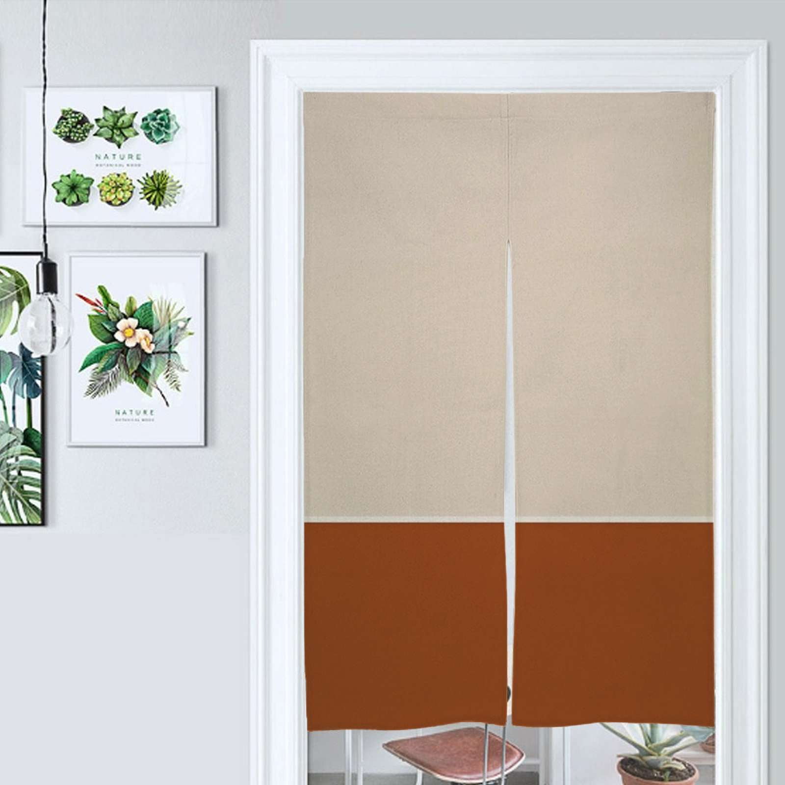 Beige And Terracotta Color Palette Door Curtain Nordic Living Room ...