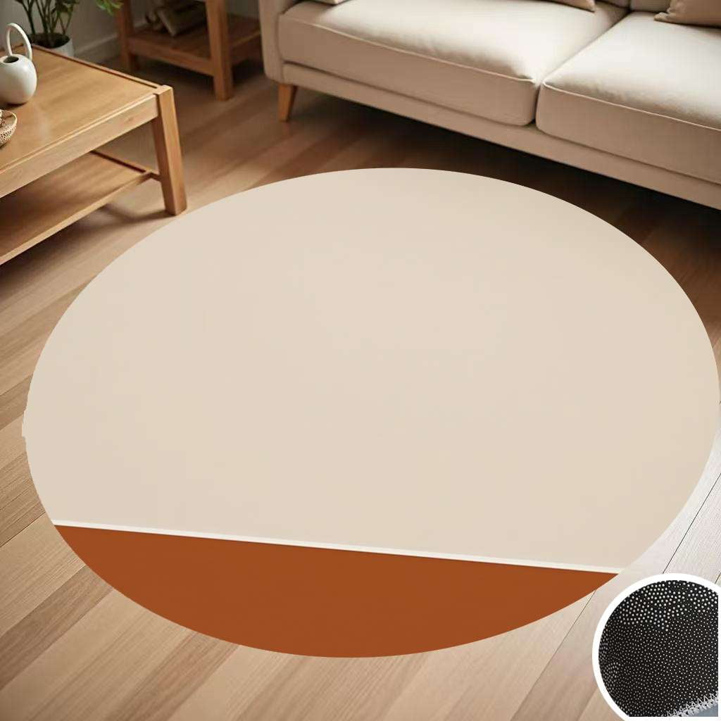 Beige And Terracotta Color Palette Round Carpet Living Room Bedroom ...