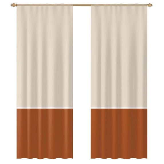 Beige And Terracotta Color Palette Sheer Voile Curtain Window Tulle ...