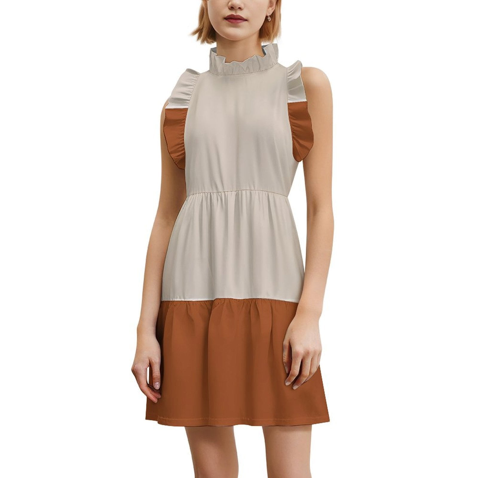 Beige And Terracotta Color Palette Women's Fashion Casual Dress Summer ...