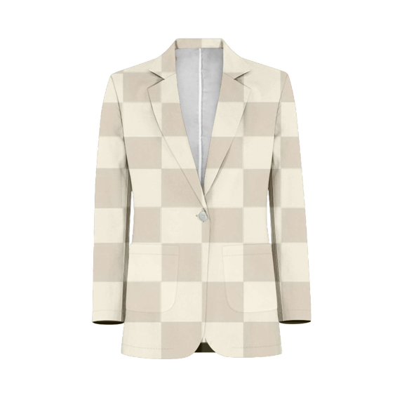 Beige And White Checkered Pattern Men's Suit Blazer Casual Party Wear ...