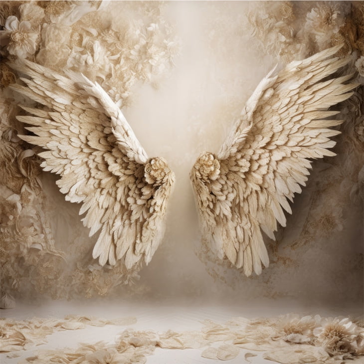 Beige Angel Wings Floral Adult Birthday Wedding Maternity Portrait r ...