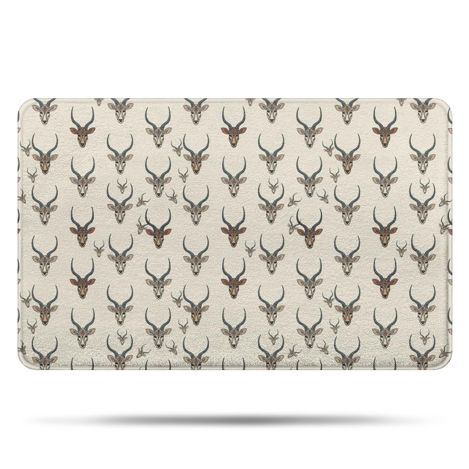 Beige Antelope Head Pattern Bathroom Rugs Mat,Non Slip Microfiber ...