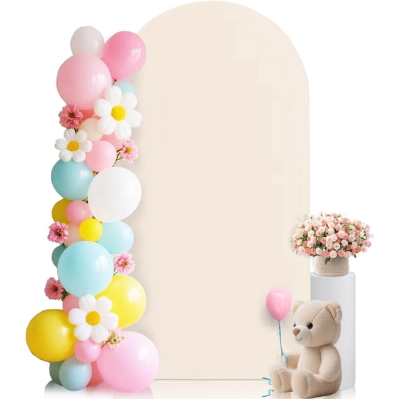 Beige Arch Covers 7.2 FT Arch Backdrop Cover Spandex Stretchy Wedding ...