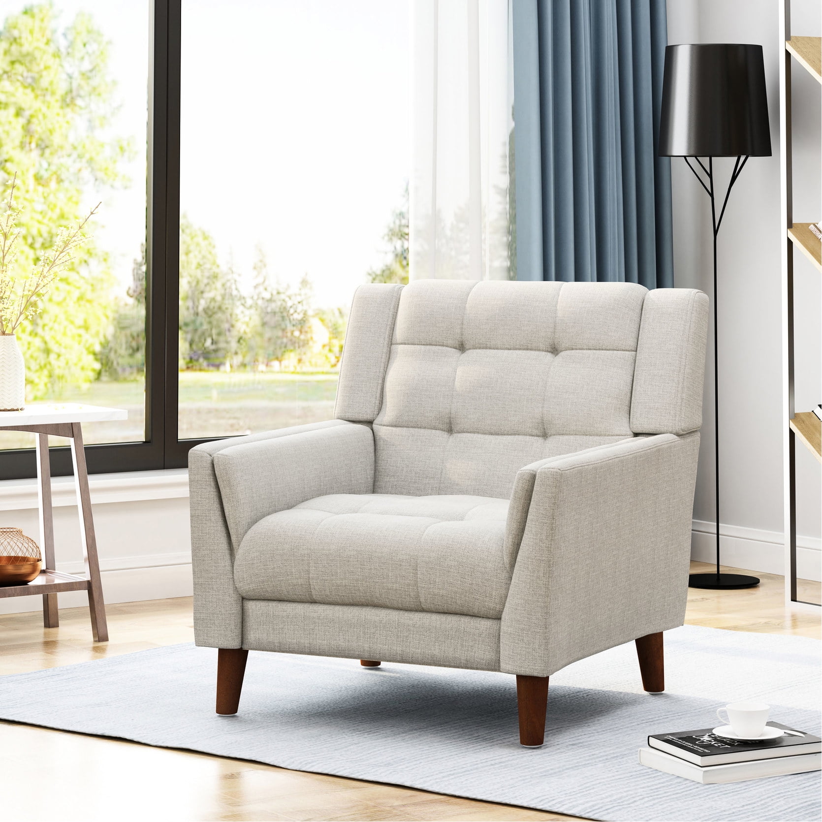 Beige Armchair with Tapered Legs / Fit in Modern Homes - Walmart.com