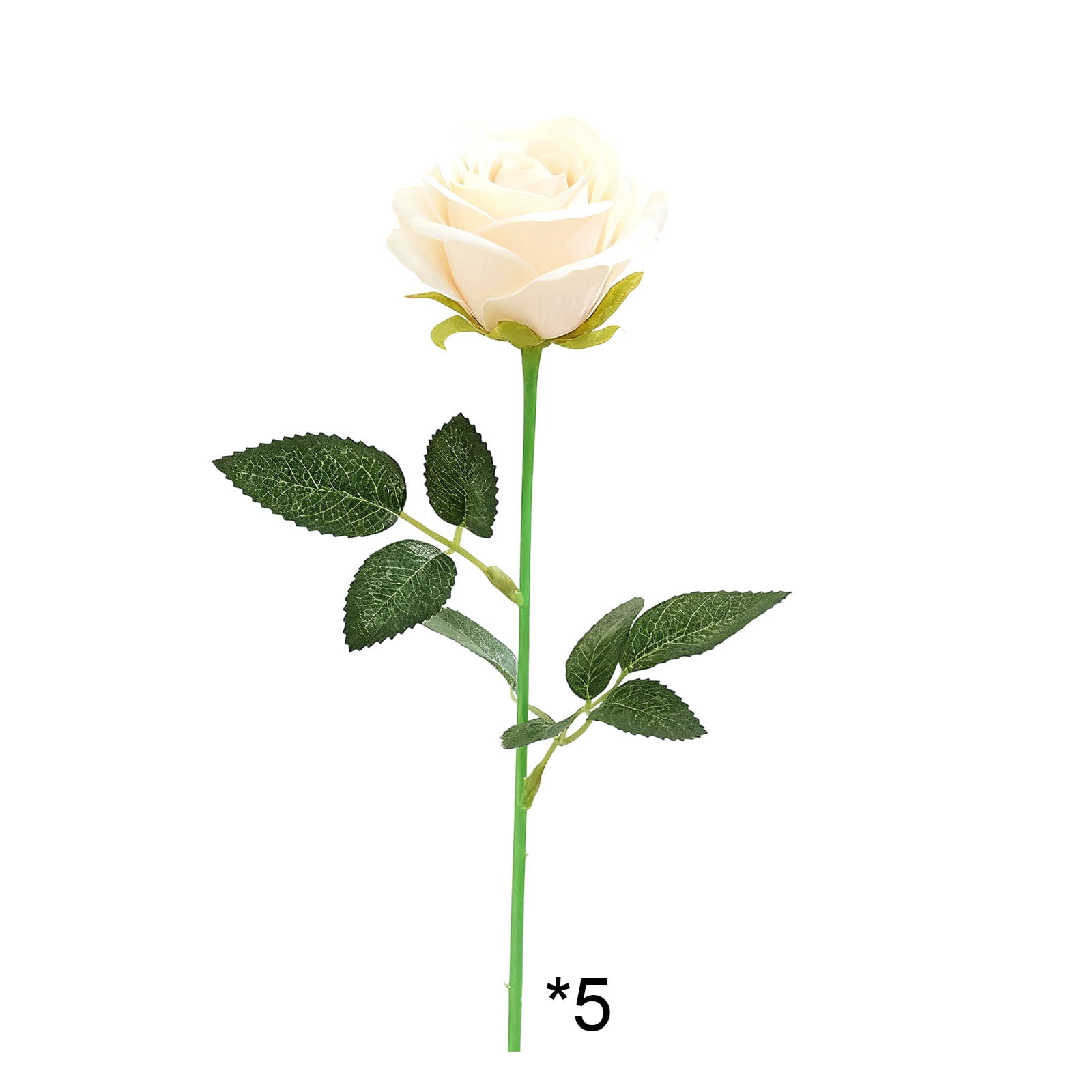 Beige Artificial Velvet Rose Bouquet Set Of 5 18.90 Inch Wedding Home ...