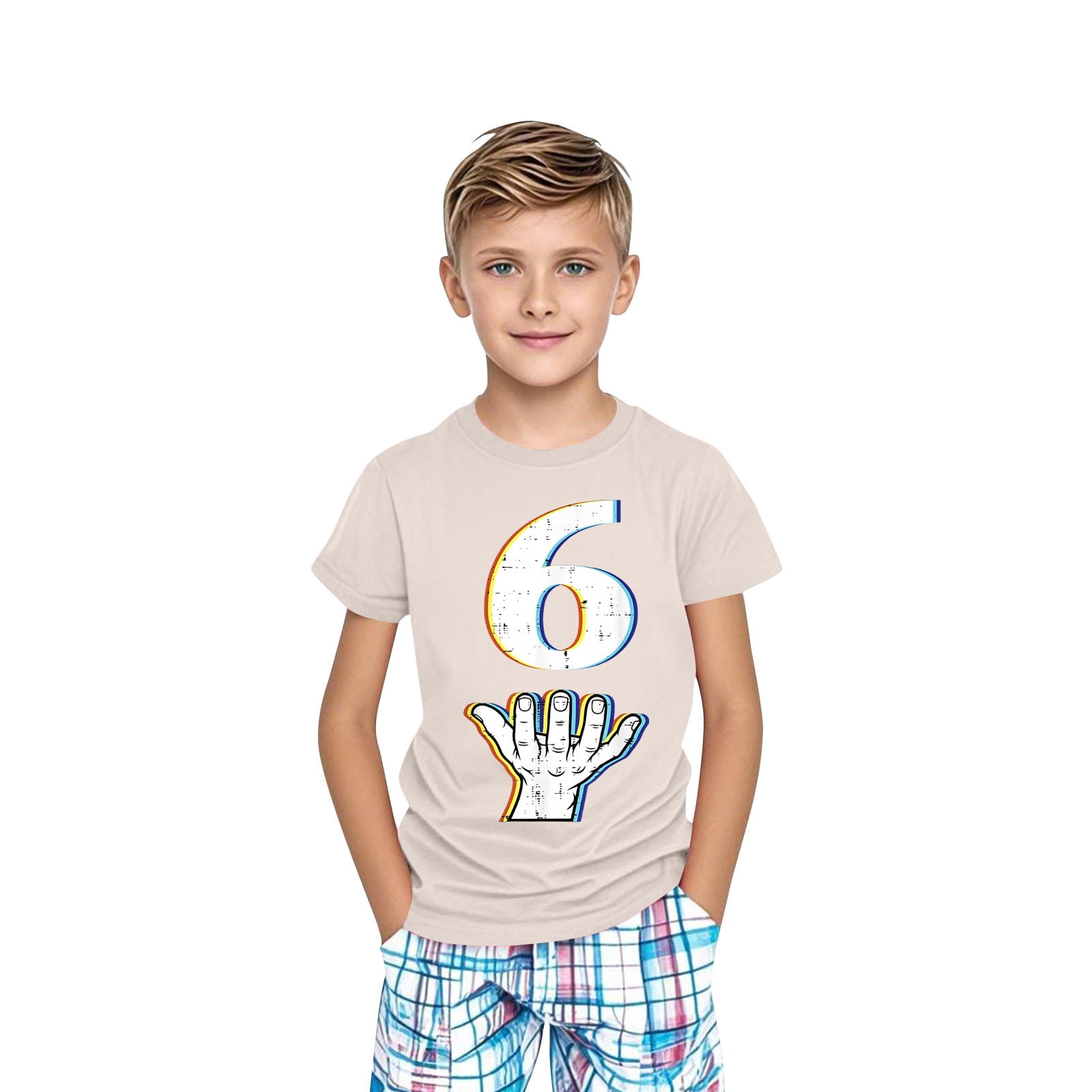 Beige Baby Children Boy Girl Short Sleeve Tops Graphic Blouses for Kid ...