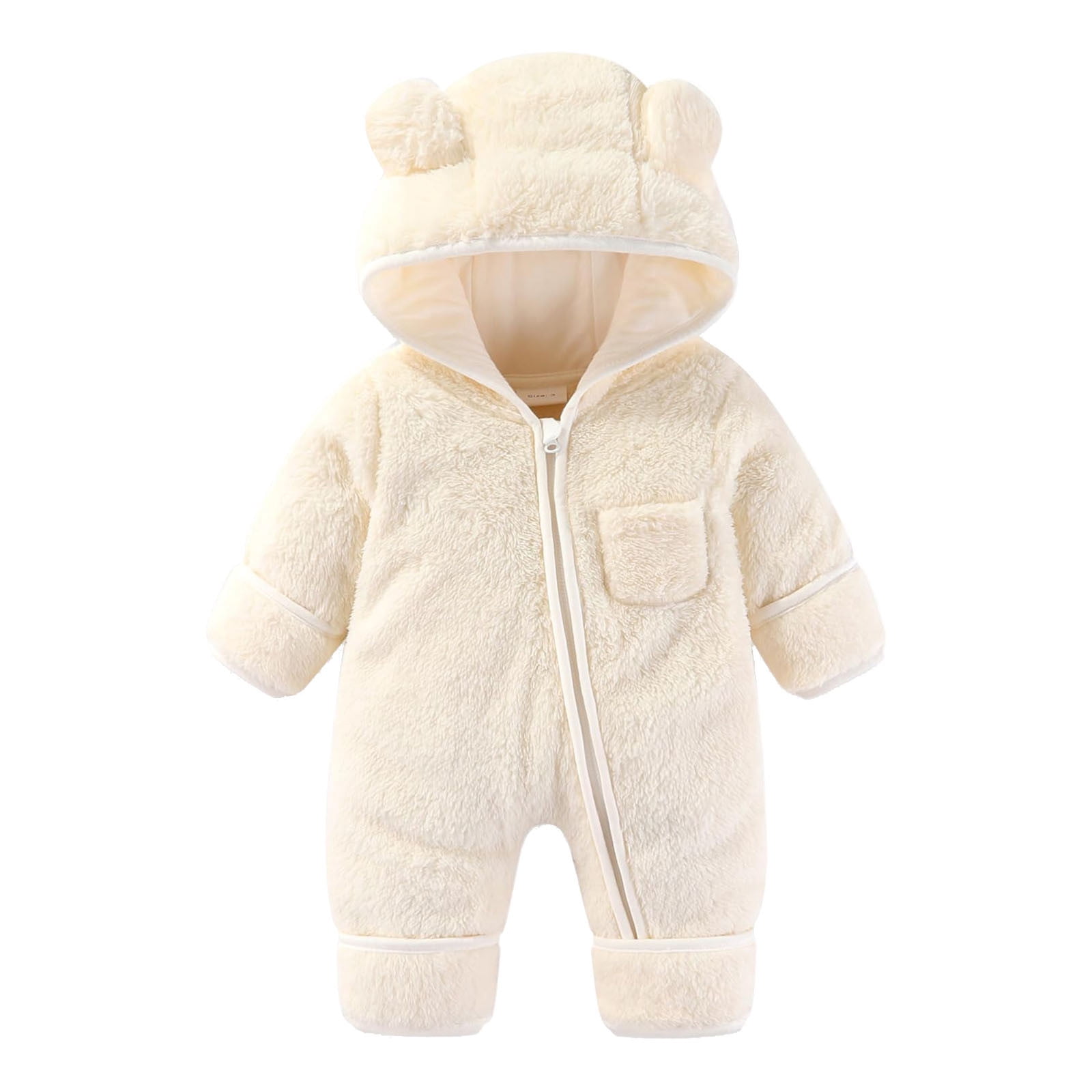 Beige Baby Coveralls for Children Boy Girl Winter Fall Fleece Lined ...