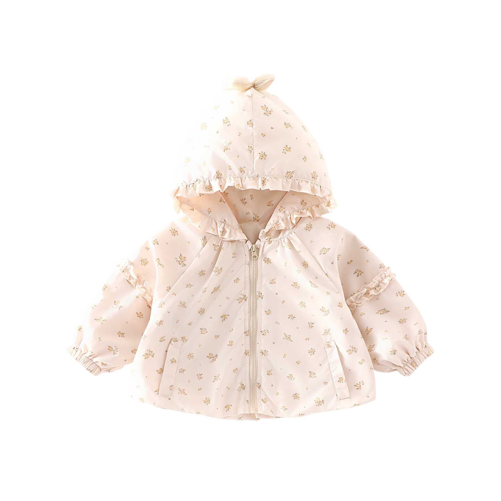 Beige Baby Hoods for Children Boy Girl Fall Winter Long Sleeve Floral ...