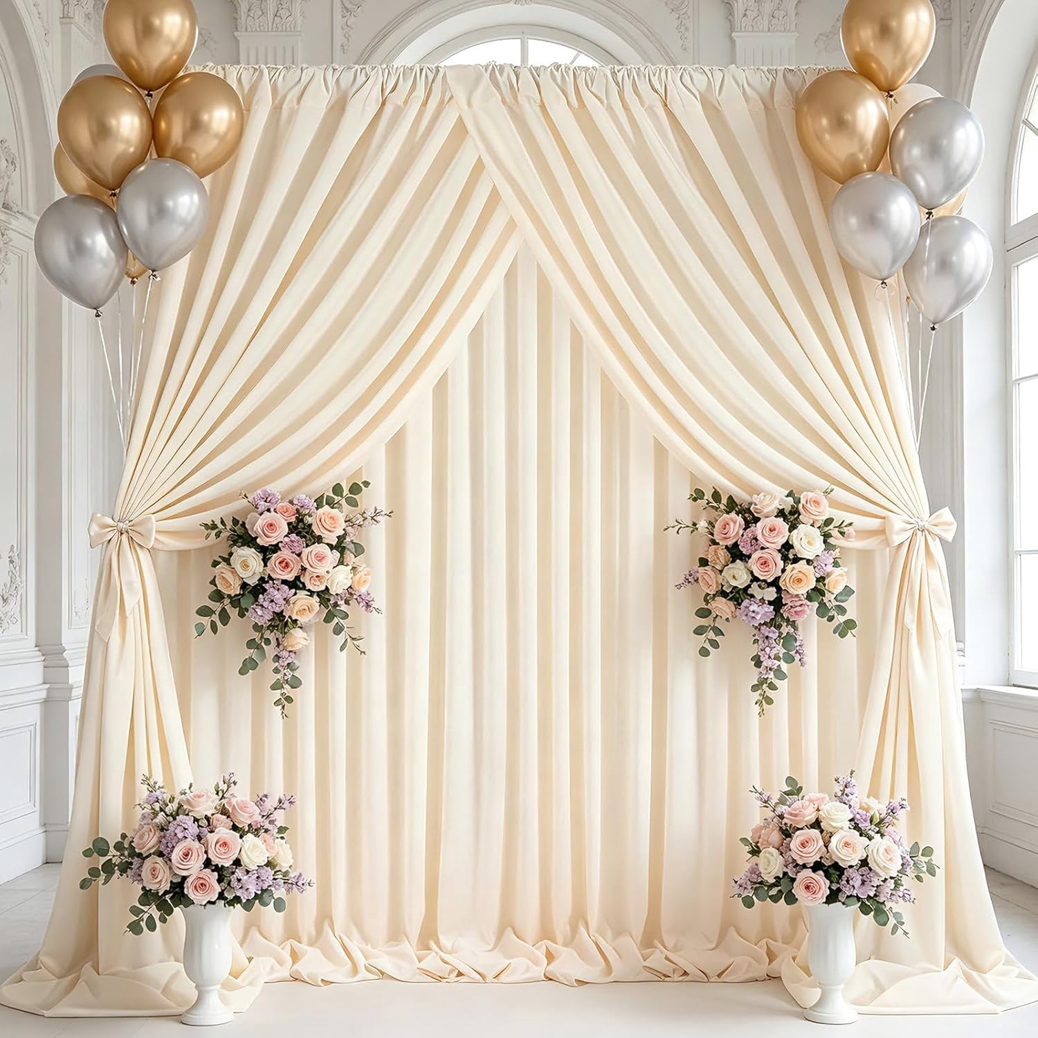 Beige Backdrop Curtains 30ft x 8ft: Wedding Photo Backdrop Drapes ...