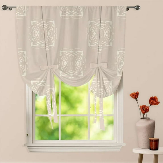 Beige Background Cream Ornate Pattern Window Curtain for Living Room ...