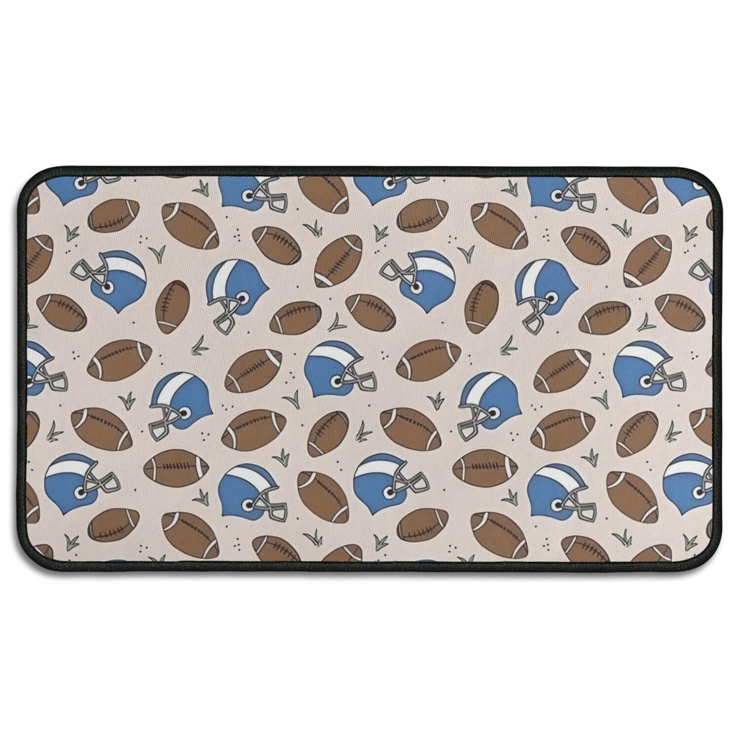 Beige Background Football Helmets Pattern Door Rugs,Washable Non Slip ...