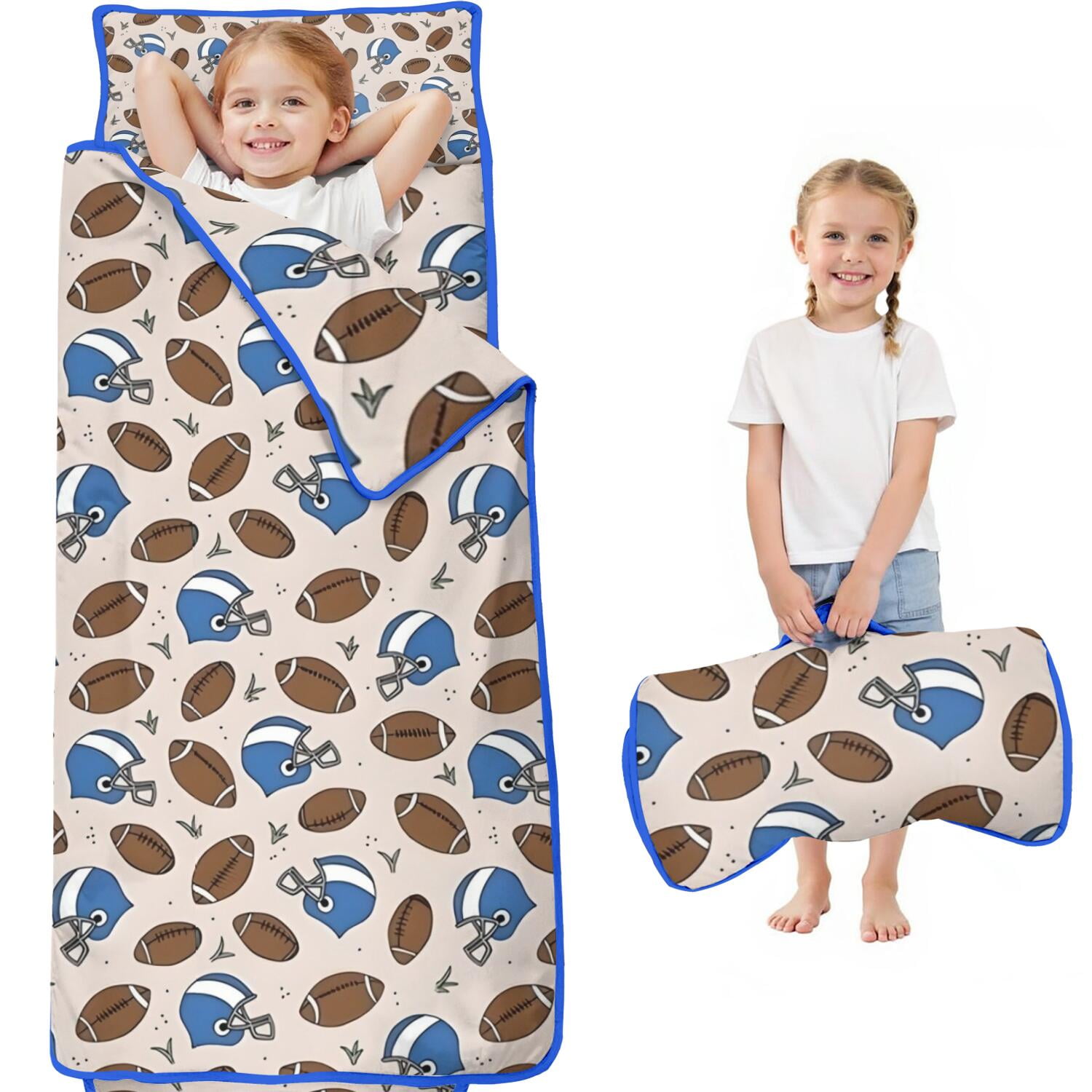 Beige Background Football Helmets Pattern Toddler Nap Mats for Kids ...