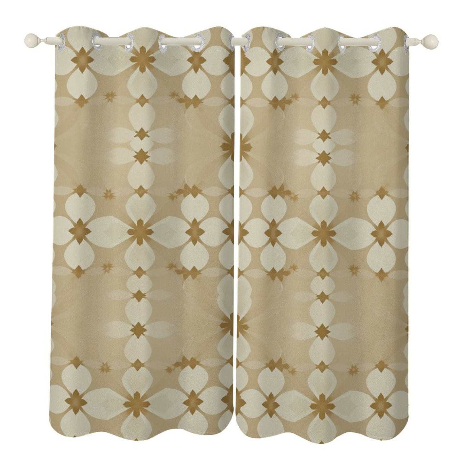 Beige Background Gold Flower Pattern Seamless Design Curtains for ...