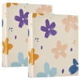Beige Background Hand Drawn Colorful Florals Round Ring Binder 3 Rings ...