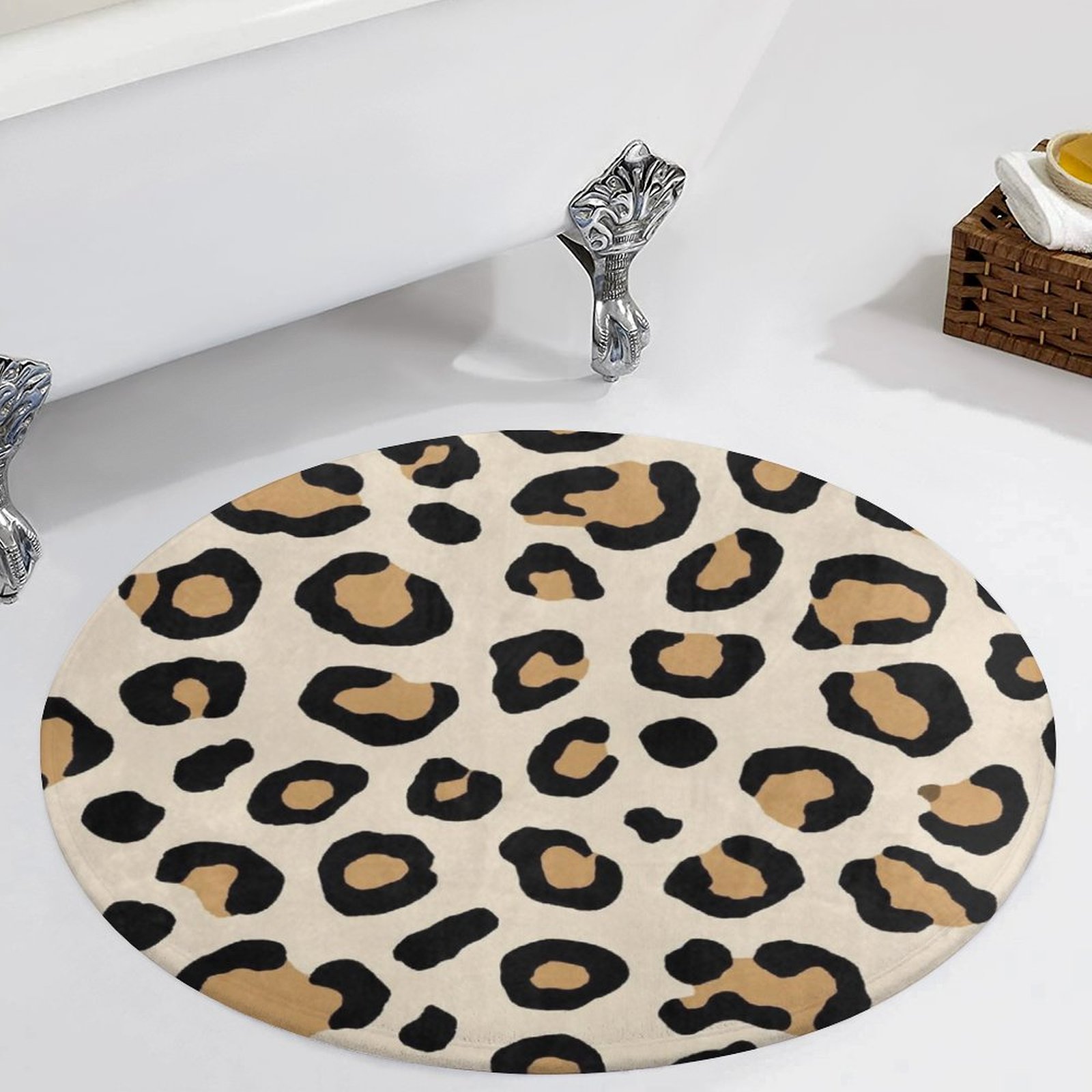 Beige Background Leopard Print Spots Round Carpet Circle Rug Outdoor ...